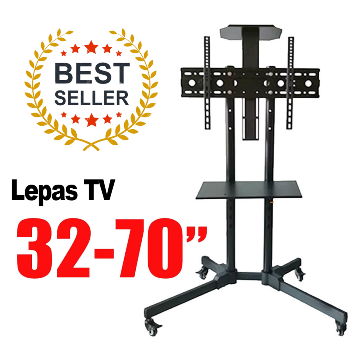TV Cart Mobile Stand 32-65inch Rak LED LCD Monitor Kaki Bracket Mount ...