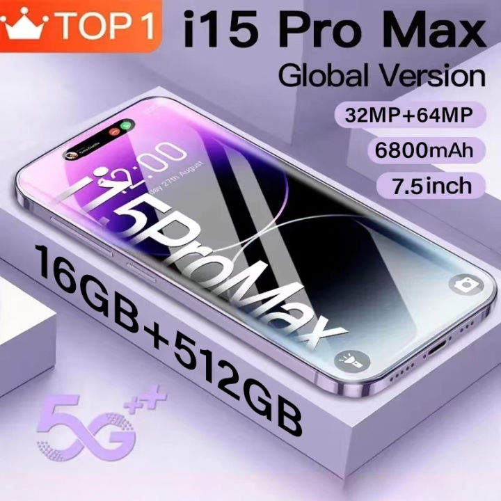 Original Cellphone Brand New i15 pro max 16GB+512GB 7.5 inch 5G Android Smartphone Legal Mobile ...