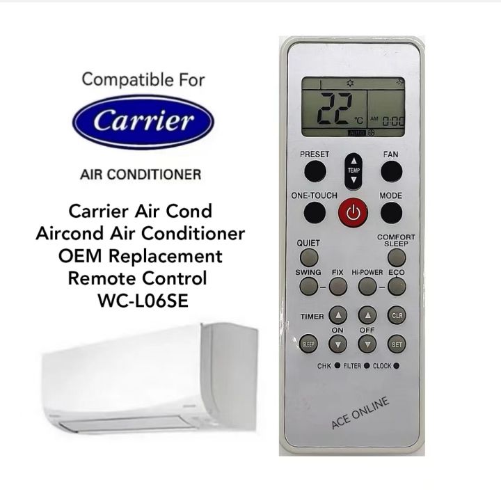 Carrier Air Cond Aircond Air Conditioner OEM Replacement Remote Control ...