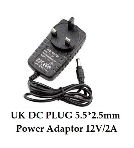 AC To DC 12V 2A UK Power Adapter 5.5mmx2.5mm (2.1mm) for Led/Modem ...