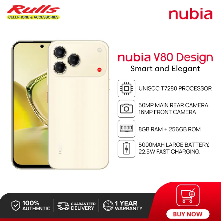 nubia V80 Design (8+256GB) Smartphone | Unisoc T7280 Chipset | 50MP ...