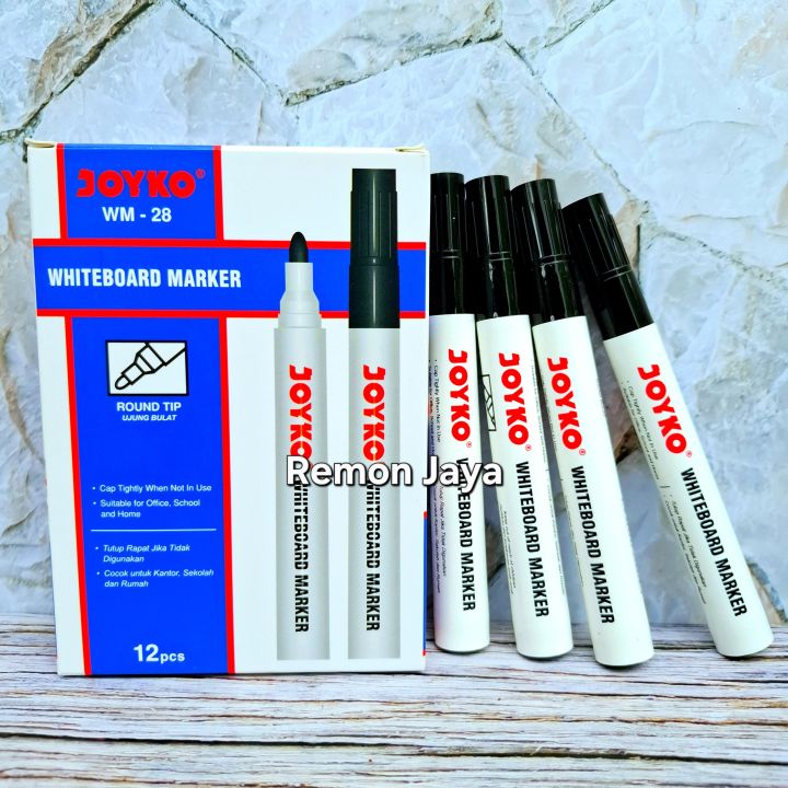 Spidol Joyko Wm-28 Wm-29 Wm-30 Hitam Biru Merah Whiteboard Marker Papan ...