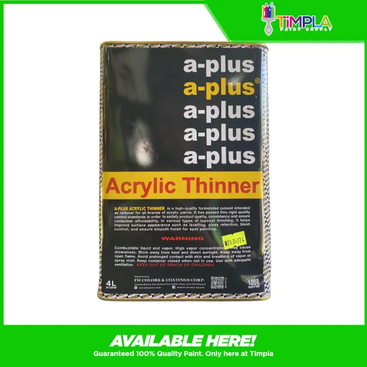 APLUS ACRYLIC THINNER (A-plus) 1008 4L | Lazada PH