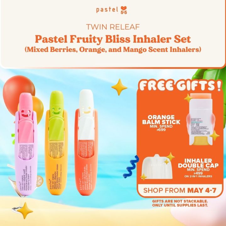 Pastel 2-in-1 Fruity Bliss Inhaler Set (Mixed Berry, Mango, and Orange ...