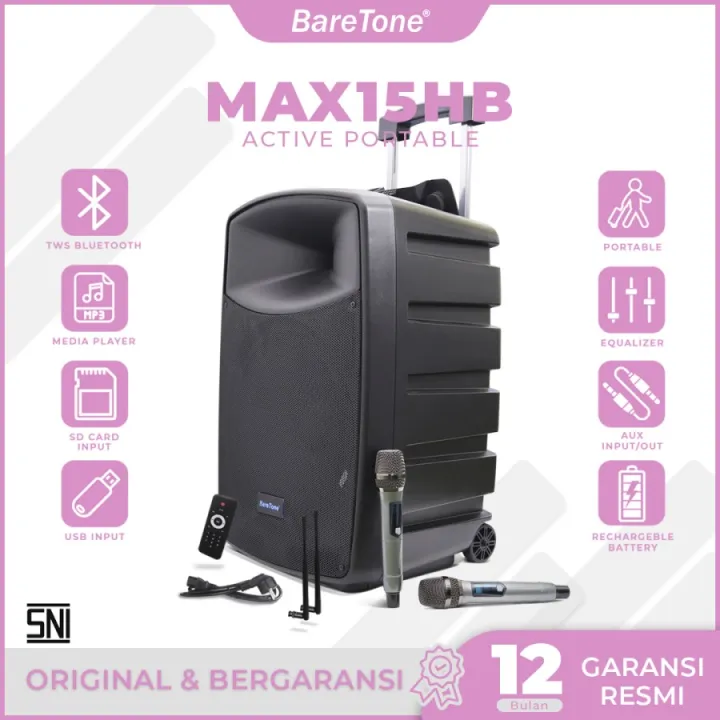 Speaker Portable 15 inch BareTone MAX15HB / MAX 15HB / MAX 15 HB ...