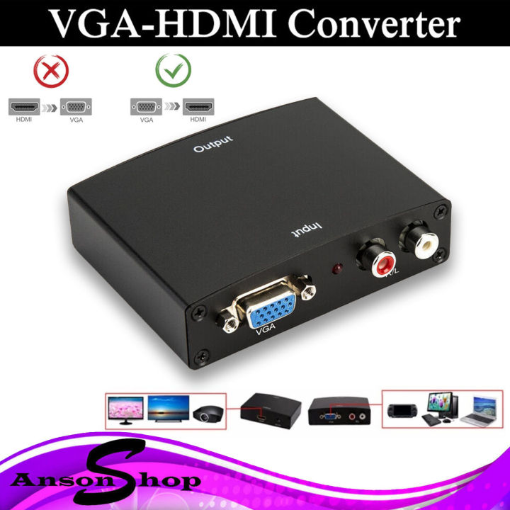 VGA + R/L Audio to HDMI Converter Input and Output Converter Metal Box ...