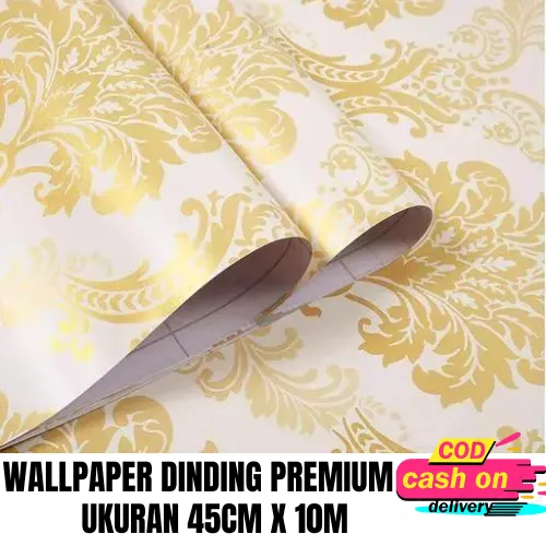 Promo - Wallpaper Sticker Dinding Motif Batik Gold Premium Pvc Wallsticker Ruang Tamu Best ...