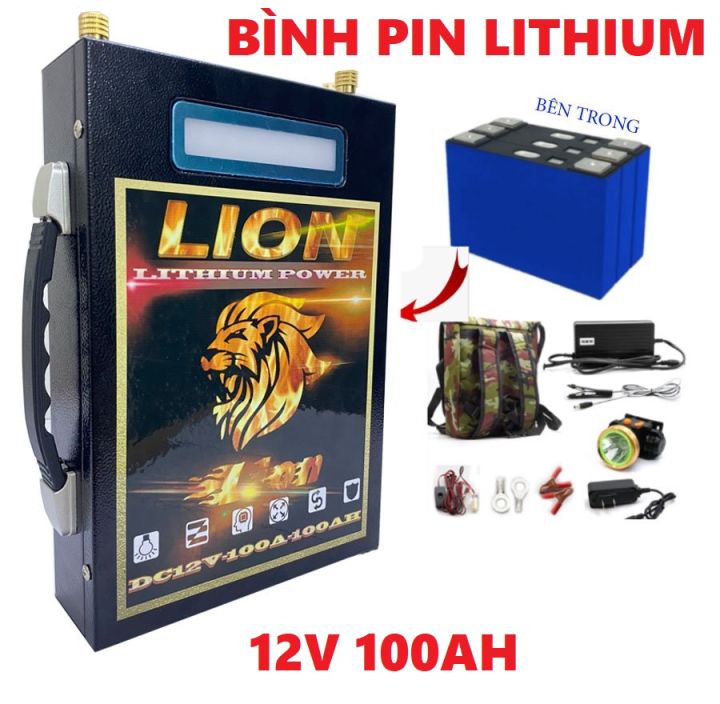 Bình Pin Lithium 12v-100Ah Pin Lưu Trữ Điện Lion+ Mới 12v 100Ah Hiển ...