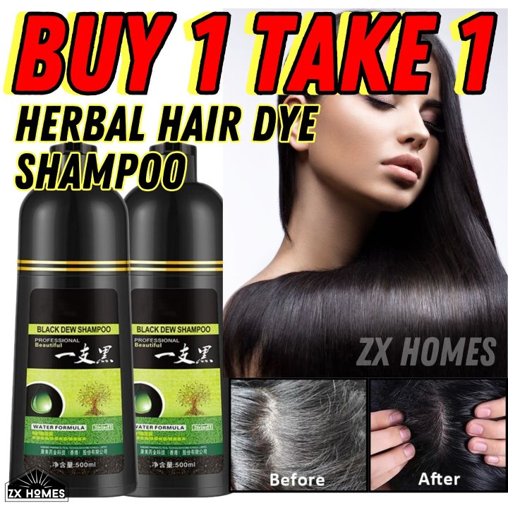 MOCHI [BUY 1 TAKE 1] Herbal BLACK DEW SHAMPOO Gray Hair To Black Hair ...