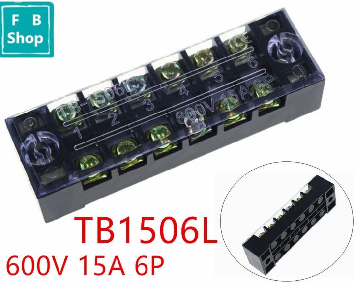 2 Buah TB-1506 1506L 600V 15A 6 Posisi Sekrup Kabel Listrik Strip ...