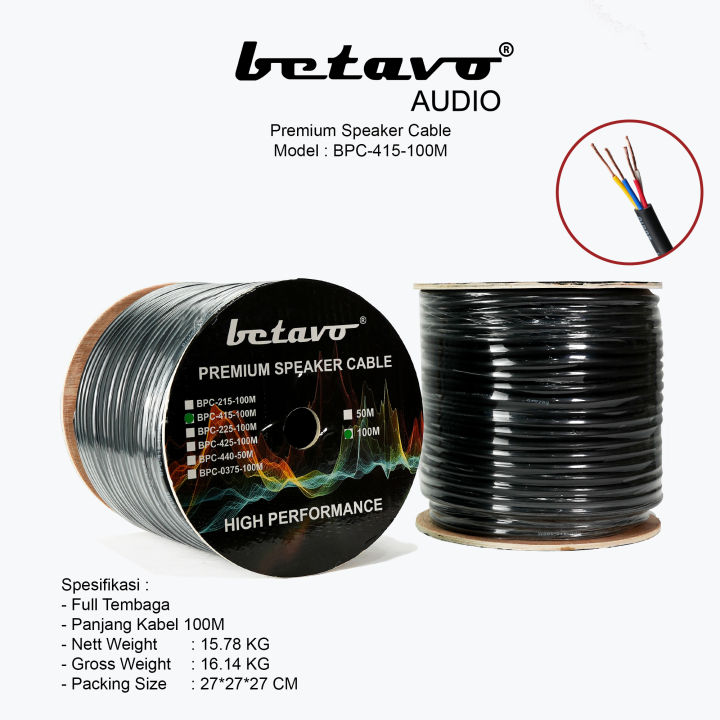 Premium Speaker Cable Betavo BPC-415-100M | Lazada Indonesia