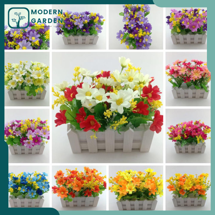 Bunga Daisy Dekorasi PGR3301 Bahan Plastik Free Pot Pagar Untuk Hias ...