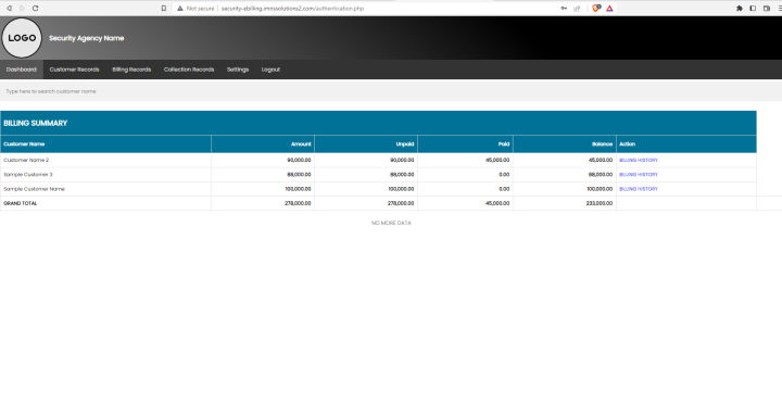 E-Billing for Security Agency | Lazada PH