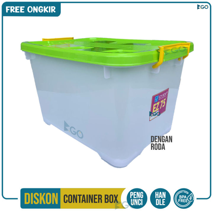 CONTAINER BOX BESAR 75 LITER MURAH KOTAK PLASTIK SERBAGUNA PENYIMPANAN ...