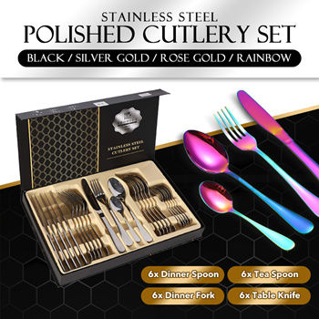 SG Ready Stocks Stainless Steel Cutlery Set Utensils Set 24 pieces ...