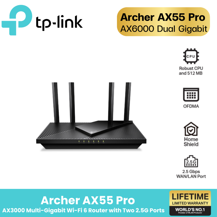 Archer AX55 Pro AX3000 Multi-Gigabit Wi-Fi 6 Router with Two 2.5G Ports | Lazada.co.th