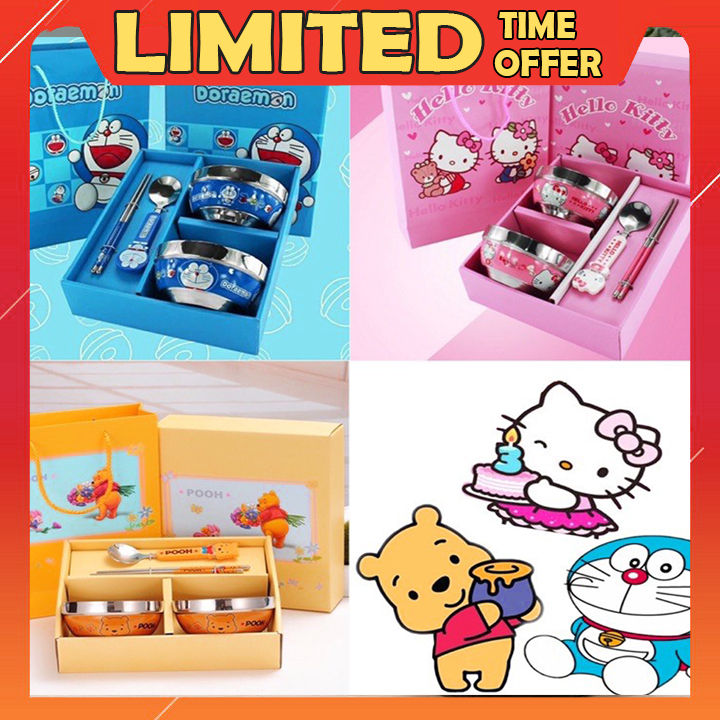 Dinnerware Set Doraemon Hello Kitty Winnie The Pooh Bear Bowl Stainless ...