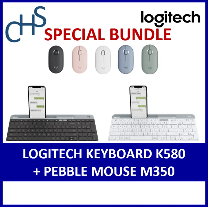 Logitech Bundle K580 Wireless Keyboard M350 Wireless Mouse Bluetooth ...