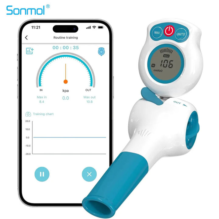 Sonmol Breathing Exercise Device with Digital Manometer Lung Exerciser ...