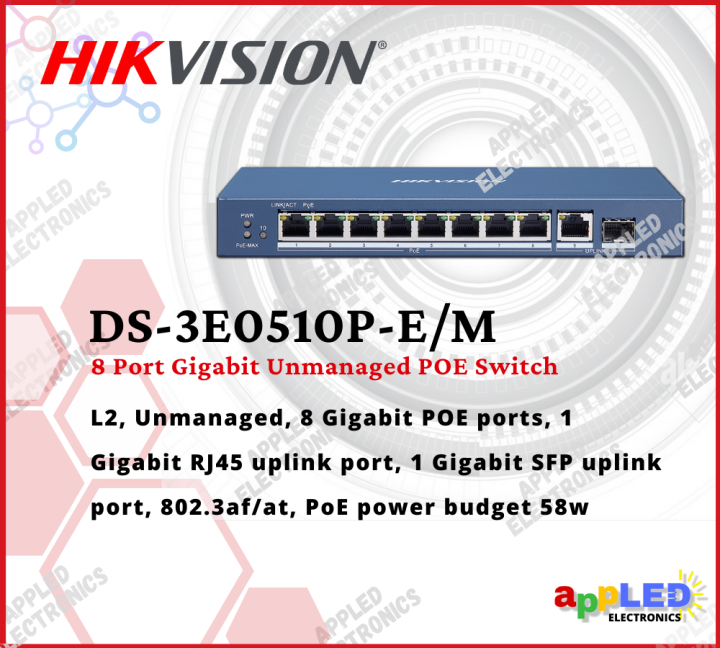 Hikvision DS-3E0510P-E/M 8 Port Gigabit Unmanaged POE Switch | Lazada PH