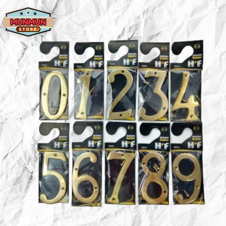 [ variasi ] Angka 0 - 9 | Angka Kuningan Untuk Nomor Rumah | Lazada ...