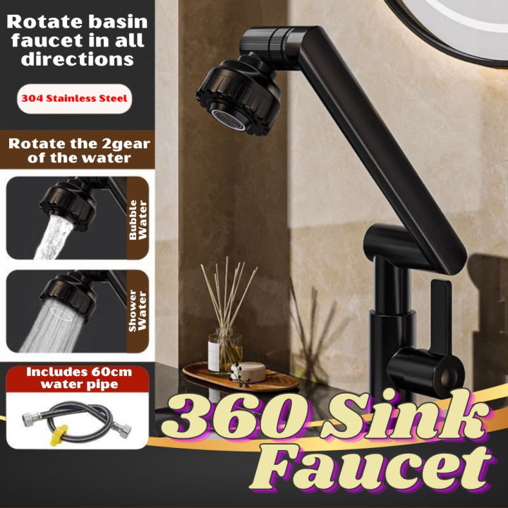 360° Splash Filter Stainless Sink Angle Lavatory Rotating Faucet ...