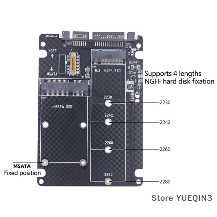 Store YUEQIN3 NGFF ไปยัง SATA 3 HDD Enclosure mSATA SSD ADAPTER M.2 ...