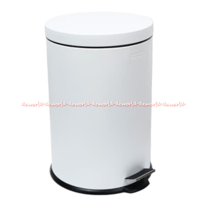 Krisbow 12L White Trash Bin Round Tempat Sampah Pedal Soft Close Bulat ...