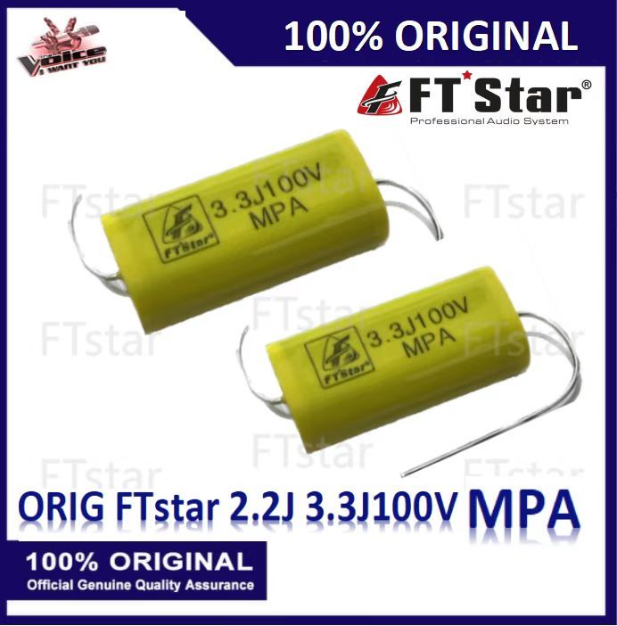 NEW FT STAR audio frequency divider Capacitor MPA 3.3 J & 2.2J 100V series yellow metal film ...