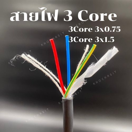 สายไฟ 3 คอร์ / 3 cores pvc electric wire cable(แบ่งขาย) | Lazada.co.th