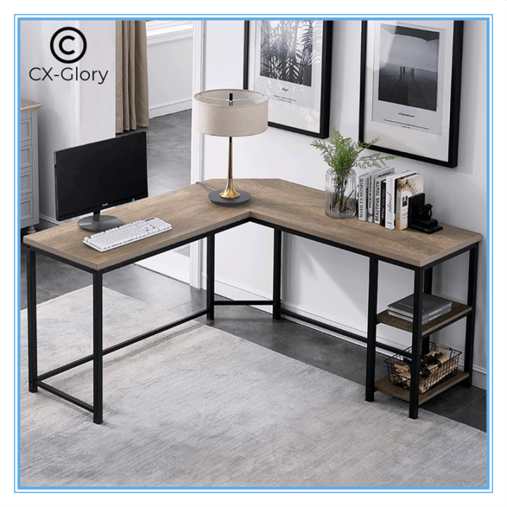 CX-Glory L-shaped computer desk, sturdy computer desk with shelf ...