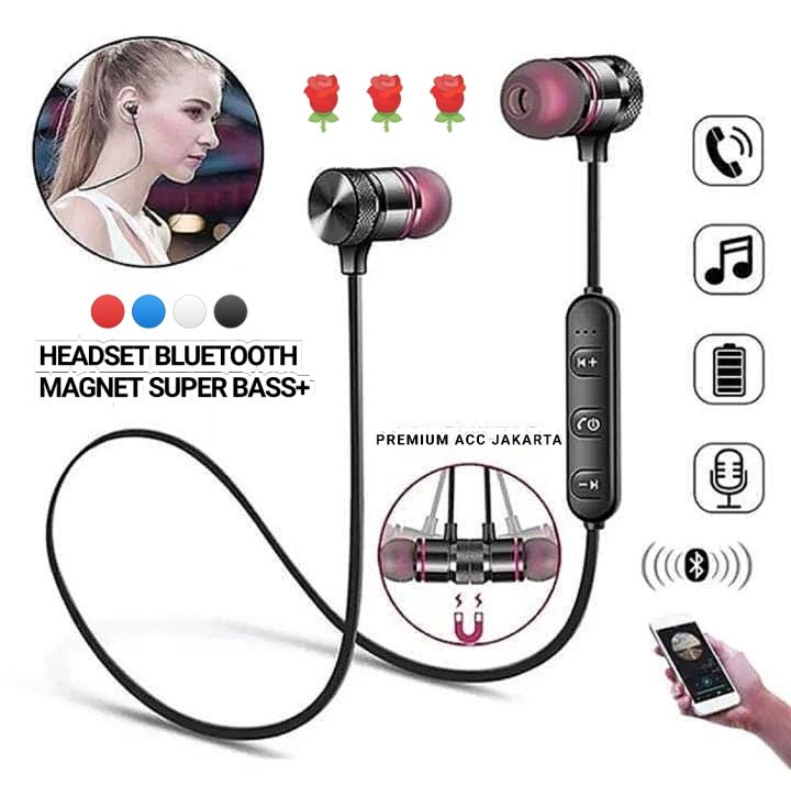 Headset Bluetooth Magnet Super Bass / Handsfree Bluetooth Sport ...