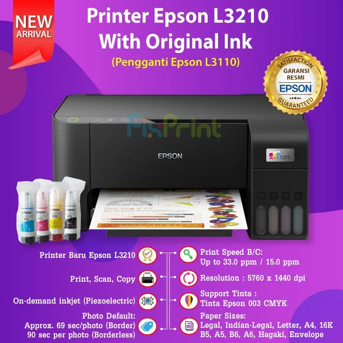 Printer Epson L3210 Pengganti L3110 ALL in One (Print, Scan, Copy ...