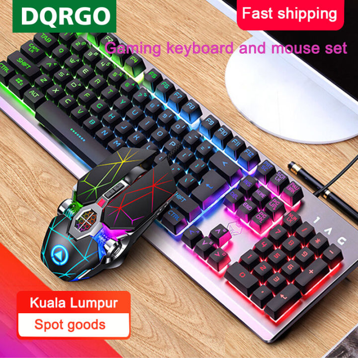 DQRGO【Same day shipment】 gaming keyboard wired gaming mouse kit RGB ...