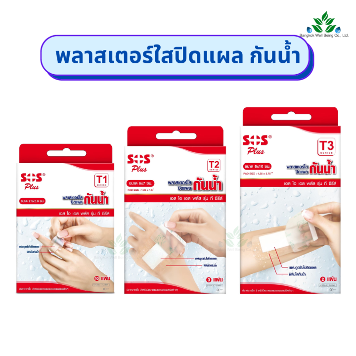 SOS Plus พลาสเตอร์ใสปิดแผลกันน้ำ ครบทุกไซส์T series plaster มีครบทุก ...