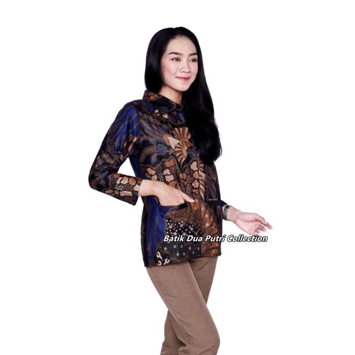Batik Wanita Blouse Batik Ada Saku Di depan Batik Dua Putri Collection ...