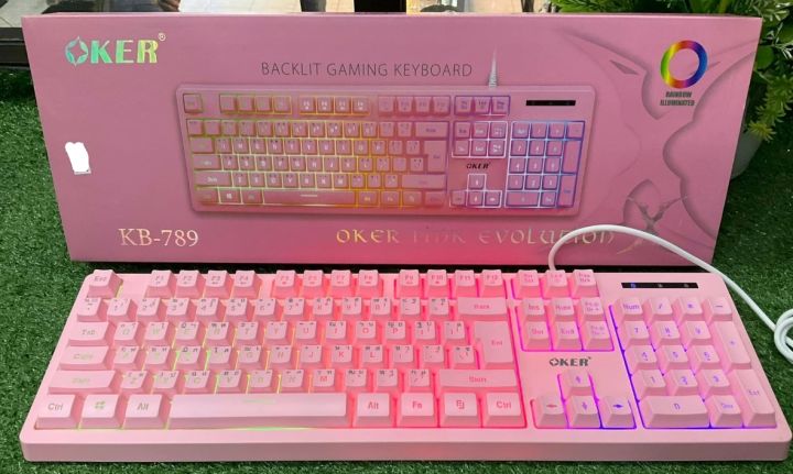 OKER KEYBOARD KB-789 BACKLIT GAMING USB Keyboard OKER (KB-789) Pink | Lazada.co.th