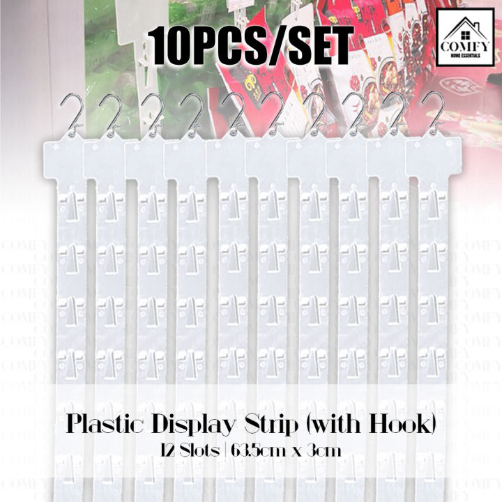 (10PCS/SET) 63.5cm Display Hanging Strips Supermarket Snack Injection Plastic Strip Clear Long ...