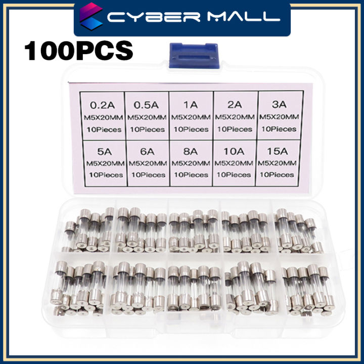 100Pcs/Set Glass Tube Fuses Kit 5x20mm Fast-Blow Glass Tube Fuses Kit ...