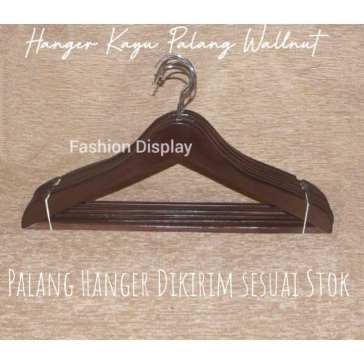 Hanger Kayu Palang Wallnut Coklat Tua/Gantungan Baju Kayu Pakai Palang ...