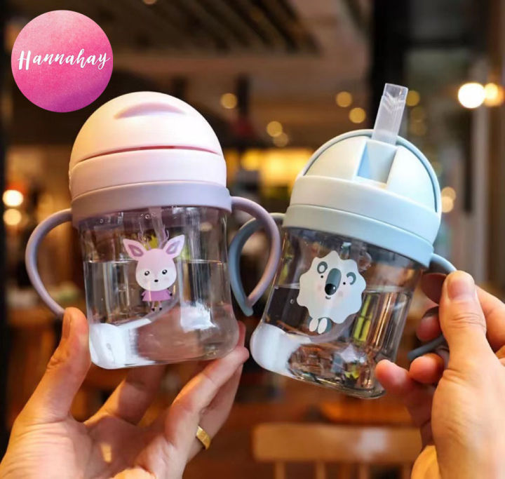 250ML Cartoon Animal Sippy Milk Bottle with Dual Handles Anti-choking ...