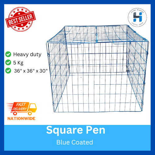 (Heavy Duty) Square Pen 3X3X3 Blue coated/chicken/game fowl/cock cage ...