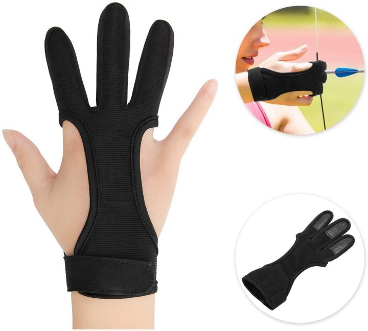 1pcs Bow and Arrow Three-finger Gloves Deerskin Finger Guard ...