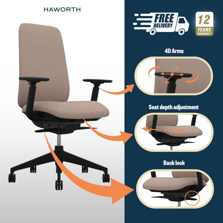 Aloha Active Upholstered Ergonomic Office Chair - Haworth (Free ...