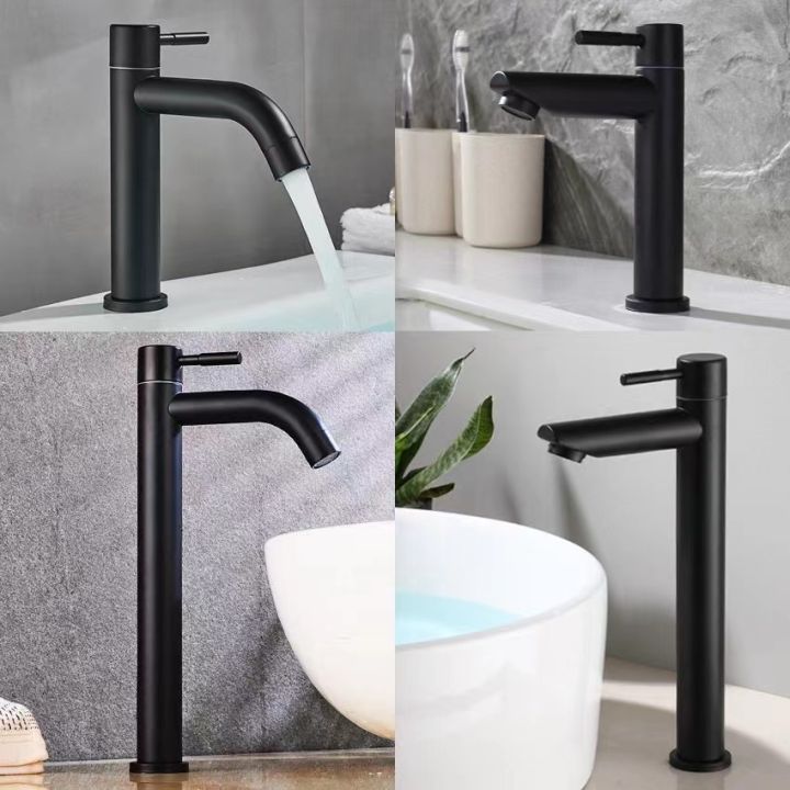 RCG Heavy Duty Black SUS304 Stainless Lavatory Basin Faucet 1/2" Tall ...