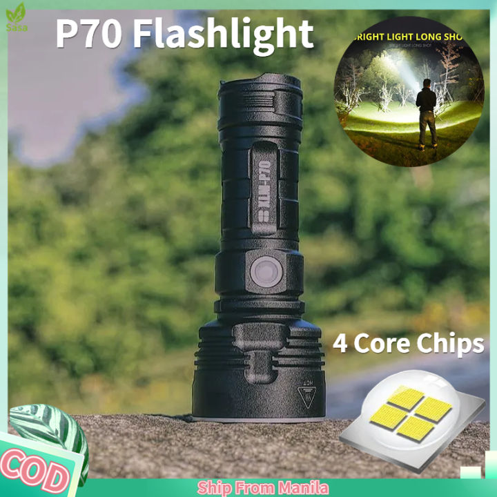 【Local Delivery】Super-Bright LED Flashlight P70 Torch USB Rechargeable ...
