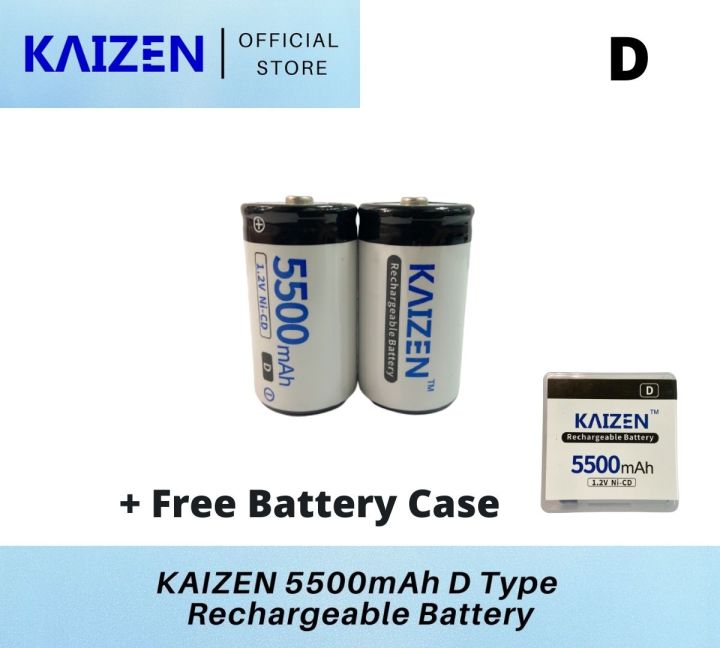 Kaizen 5500 mAh D Type Rechargeable Battery (2pcs) | Lazada PH