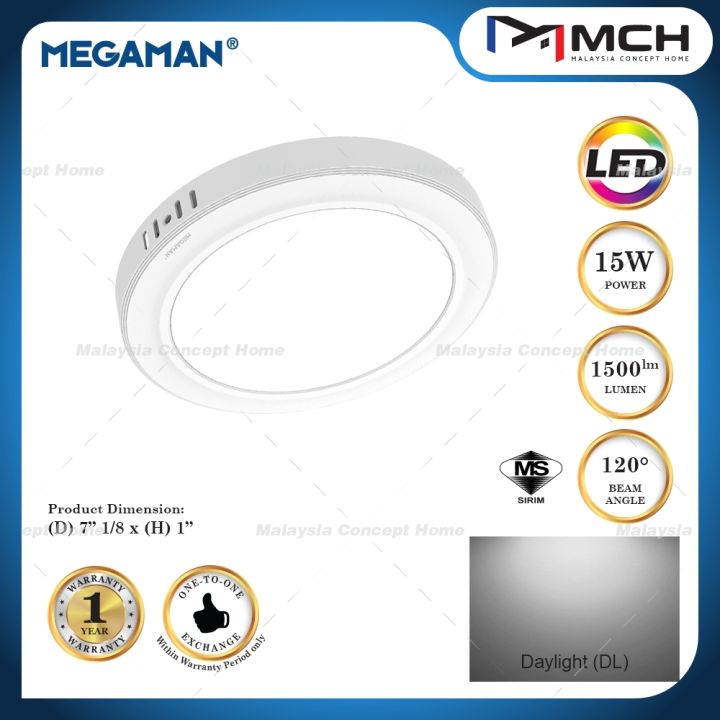 [SIRIM] MEGAMAN 6" / 8" / 10" LED SURFACE DOWNLIGHT 15W / 24W / 30W ENERGY SAVING LED STRAIGHT ...