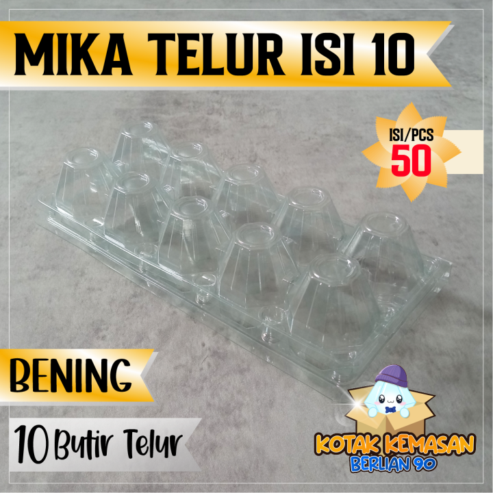ISI 50 PCS mika tray telur ayam 10 lubang dan pengunci tempat box ...