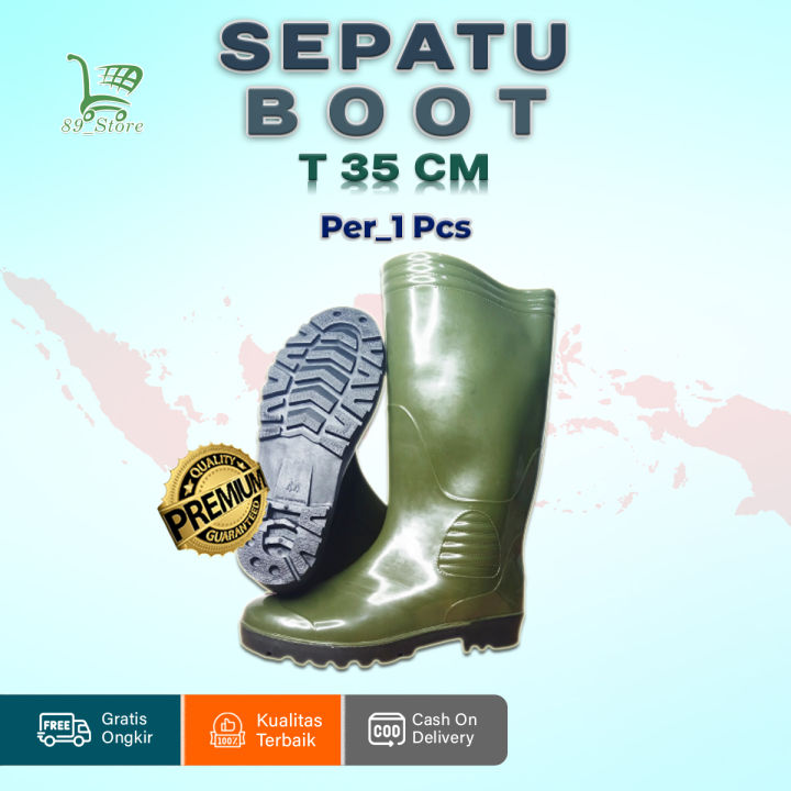 SEPATU BOOT KARET JEEP HIJAU KERJA PROYEK ANTI BANJIR BAHAN PVC SEPATU ...